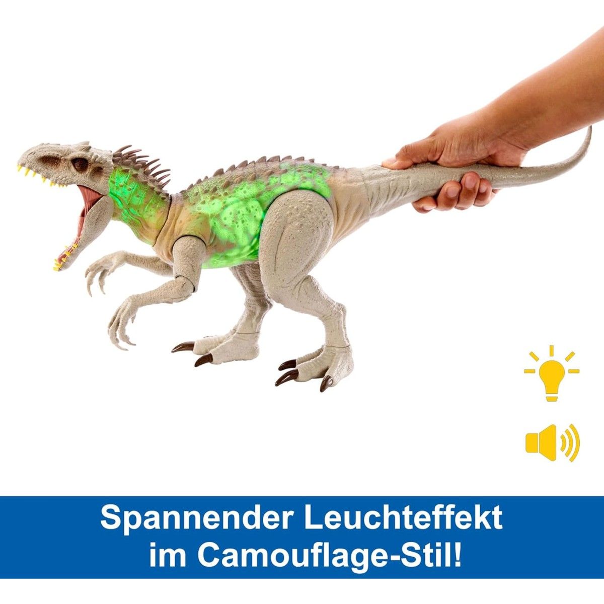 Mattel HNT64 - Jurassic World - Indominus Rex, interaktives Dinosaurier-Spielzeug, 53 cm ...