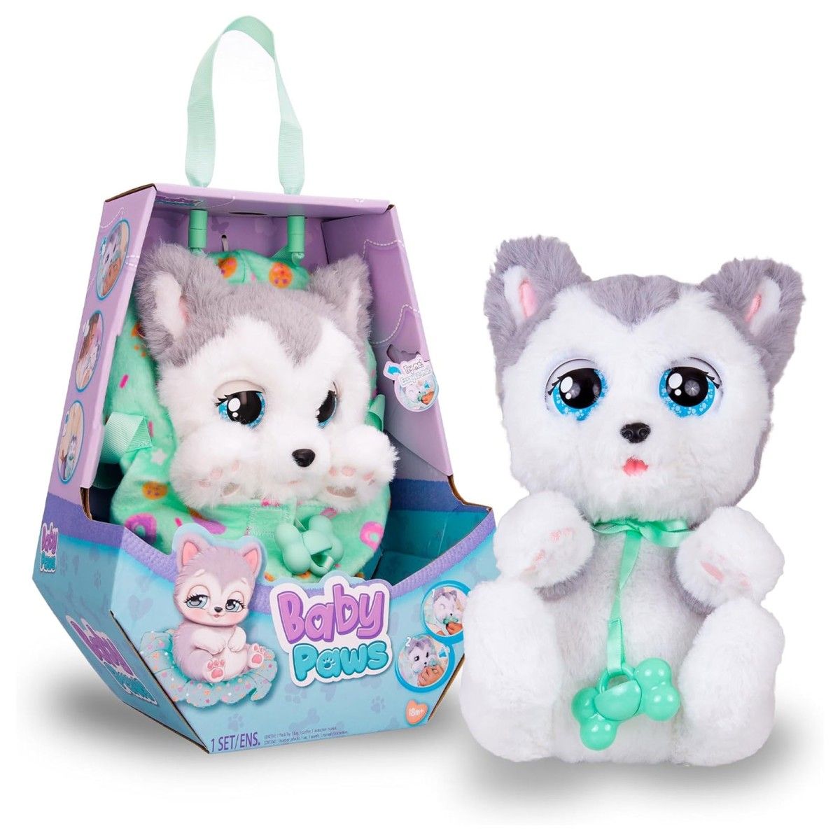 IMC 917644 - Baby Paws - Interaktiver Husky-Welpe mit Sound & Augenbewegung | IMC 917644